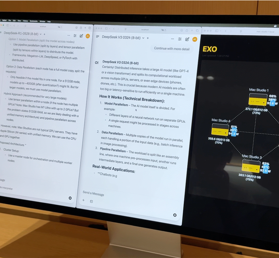 仅需 40 万，4 台顶配 Mac Studio 串联，同时跑两个 DeepSeek 是什么体验？|内存|Mac|gpu_新浪科技_新浪网